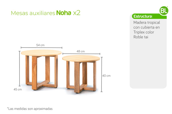Mesas Auxiliares Noha x 2 - mueblesbl